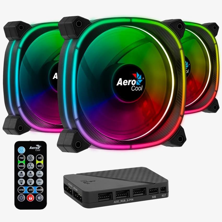 Kit De 3 Fans Aerocool Astro 12 Pro Argb Controladora Y Control
