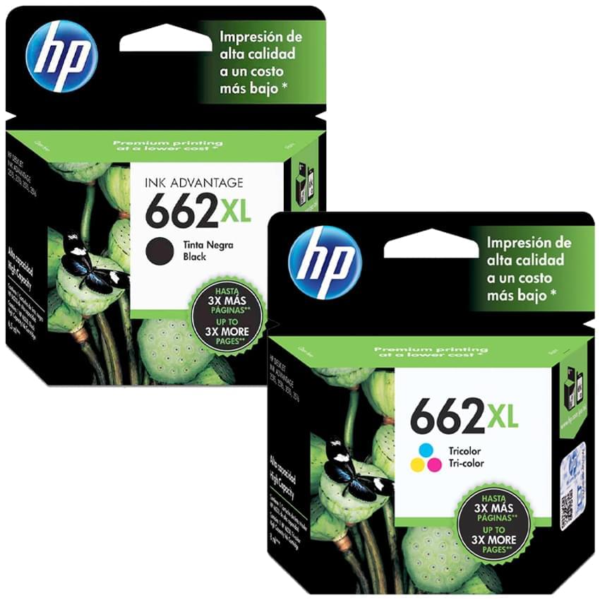 Combo Cartucho Hp 662 Xl Original Negro y Color