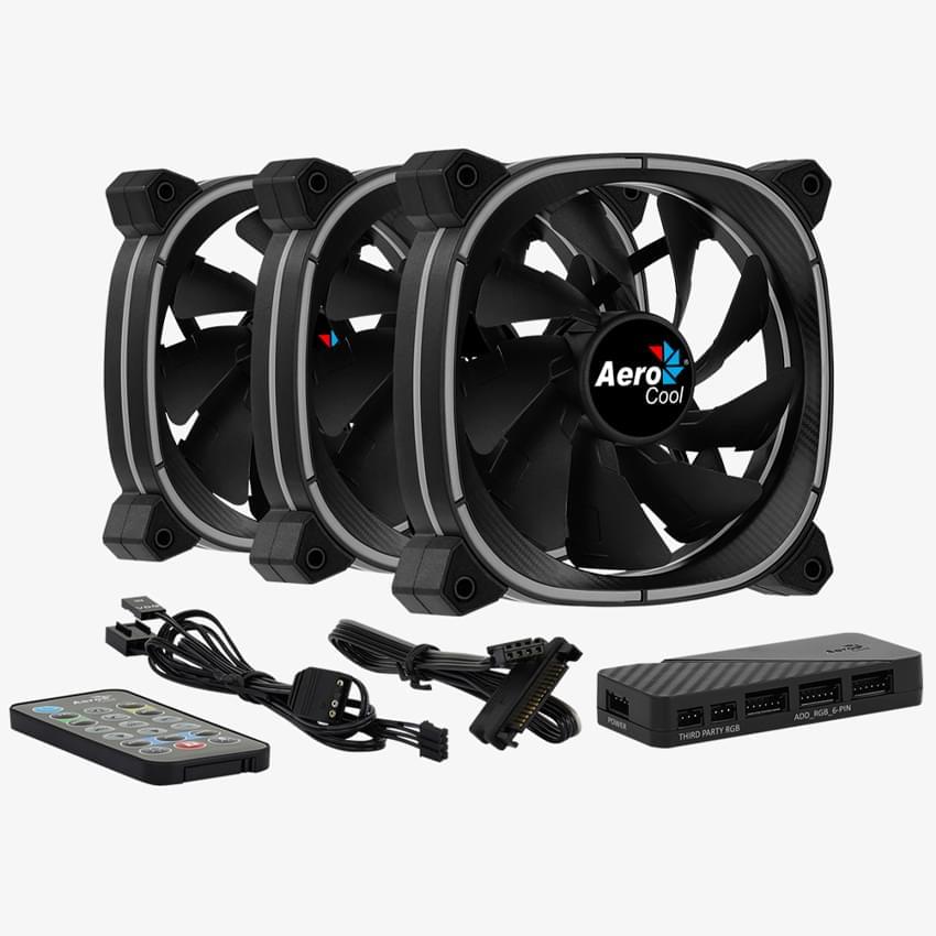Kit De 3 Fans Aerocool Astro 12 Pro Argb Controladora Y Control